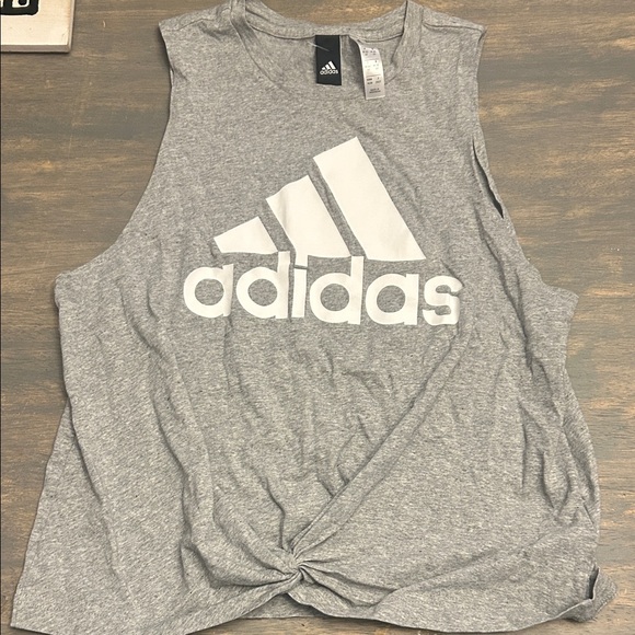 adidas | Tops | Adidas Womens Gray Muscle Tee | Poshmark